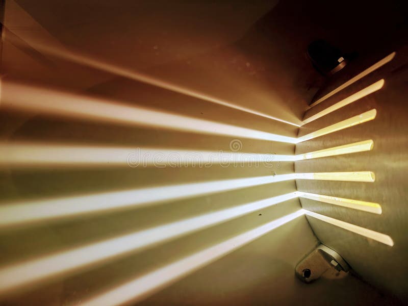 Sunlight Beams through Industrial Slats Low Perspective Stock Image ...