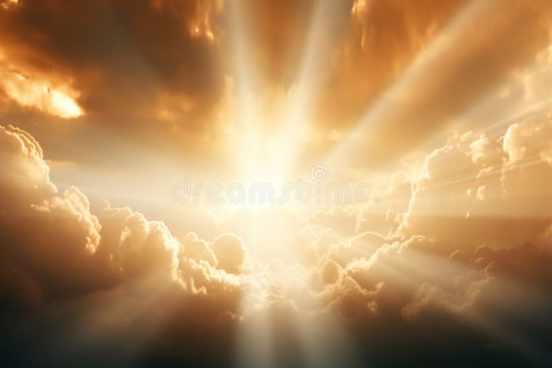 Sunlight Breaking through Clouds, Creating Rays of Hope in a Heavenly ...