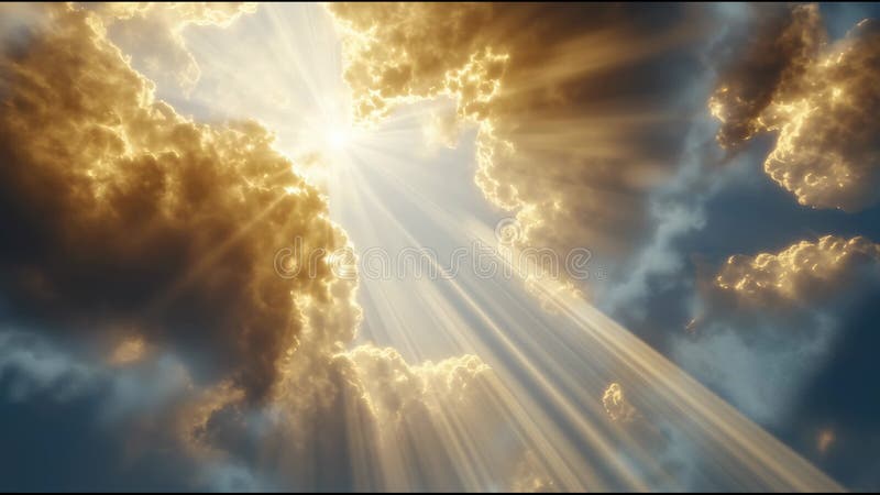 Dramatic Sun Rays Breaking through Dark Storm Clouds Stock Footage ...