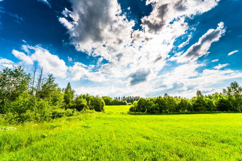 Sunlight Breaking through the Clouds Over the Field Stock Photo - Image ...