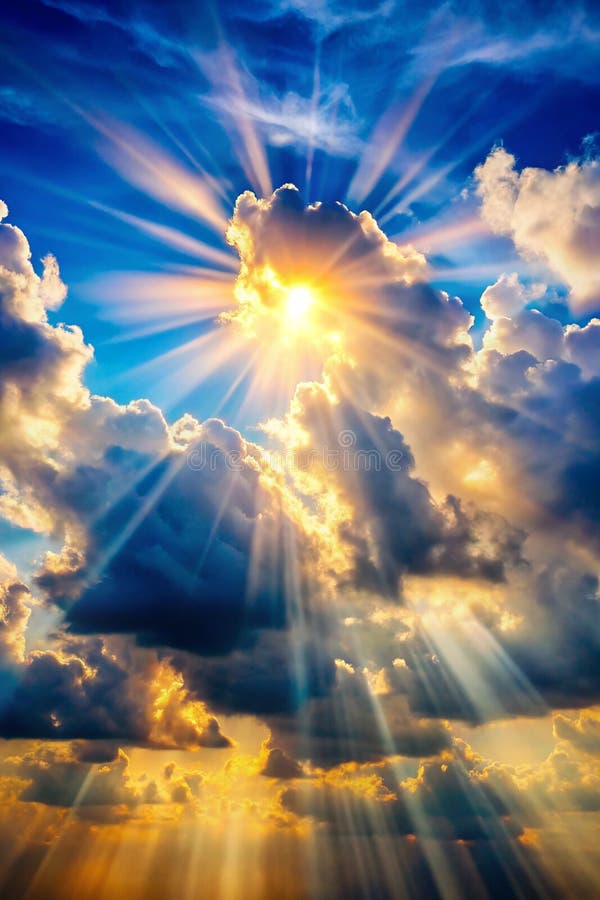 Sunlight Breaking through Cloudy Sky Stock Illustration - Illustration of pattern, texture ...