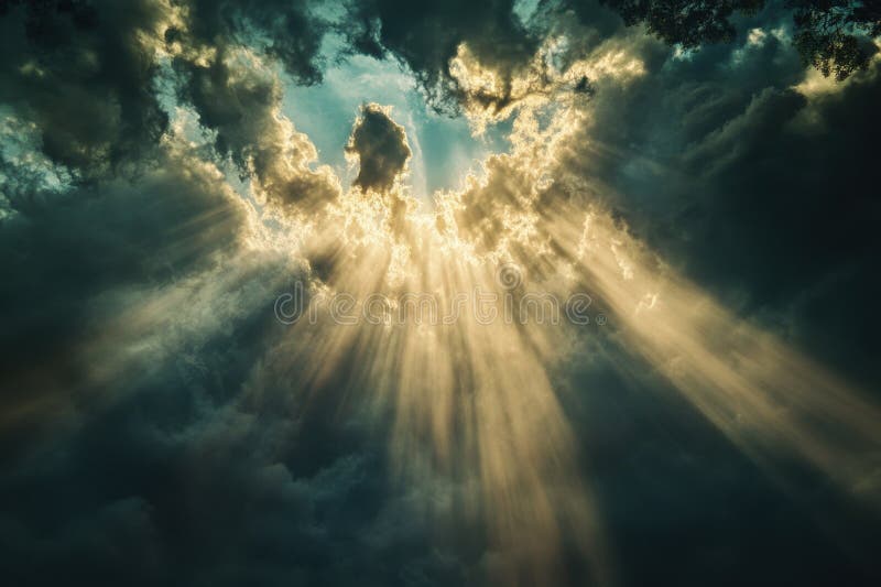 Sunlight Breaking Majestic Clouds Illuminating Morning Sky Stock Photos - Free & Royalty-Free ...