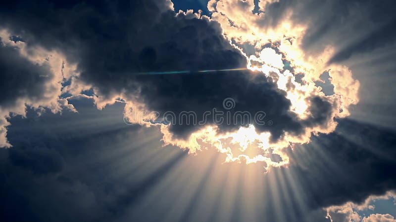 Sunlight Breaking through Dark Storm Clouds, Dramatic Sky. Nature and ...
