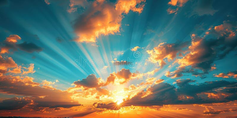 Sunlight Breaking through Dramatic Clouds, Creating a Beautiful and Awe-inspiring Natural Scene ...