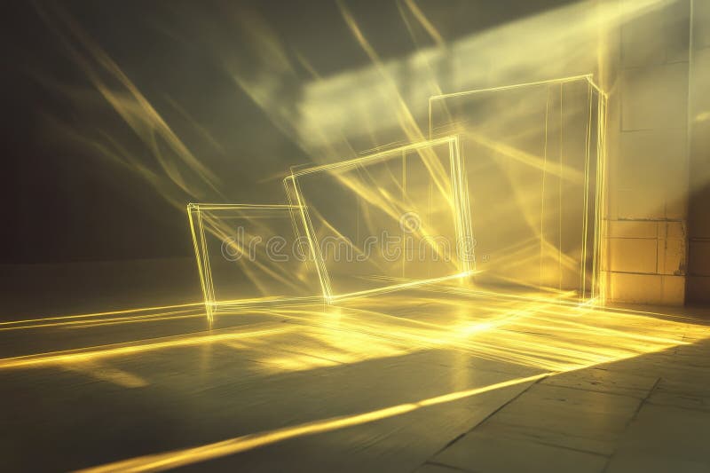 Light Rays Illuminate Geometric Shapes Casting Shadows in a Serene ...