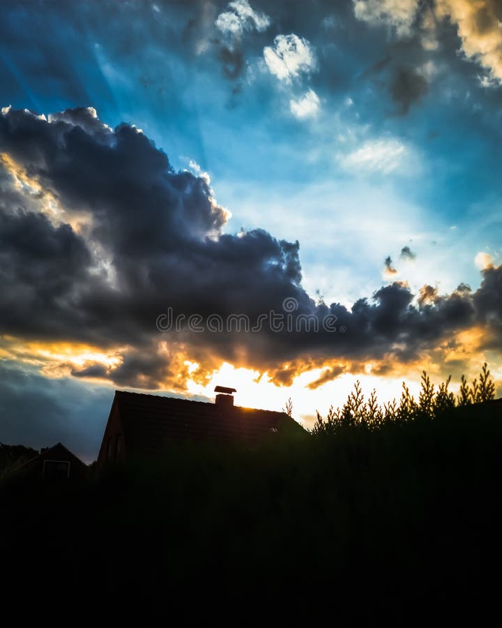 Sunlight Capture Over a Roof in the Evening Stock Photo - Image of ...