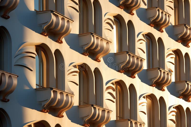 Sunlight Casting Beautiful Patterns on Buildings Stock Illustration ...