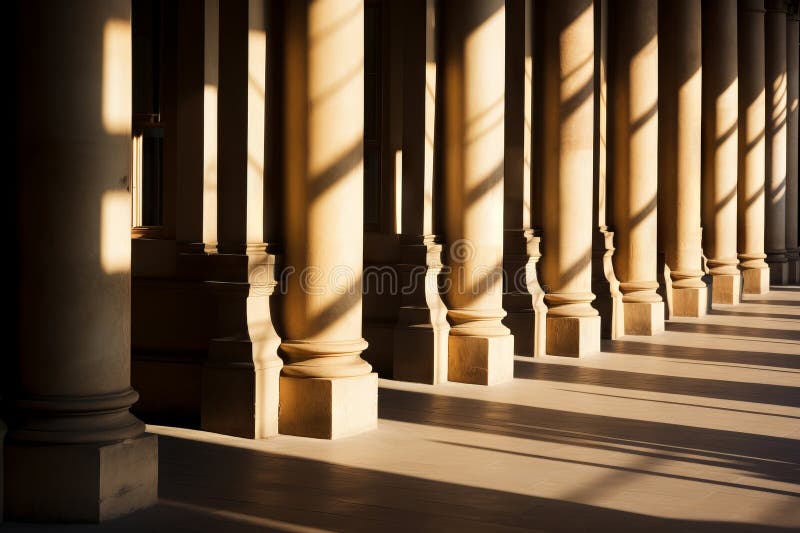Sunlight Casting Beautiful Shadows on Architecture Stock Illustration ...