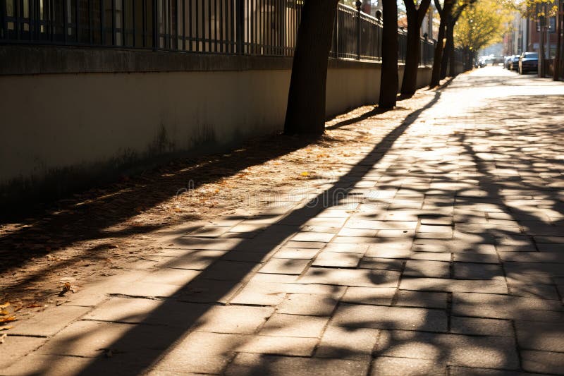 Sunlight Casting Beautiful Shadows on the Sidewalk Stock Illustration ...