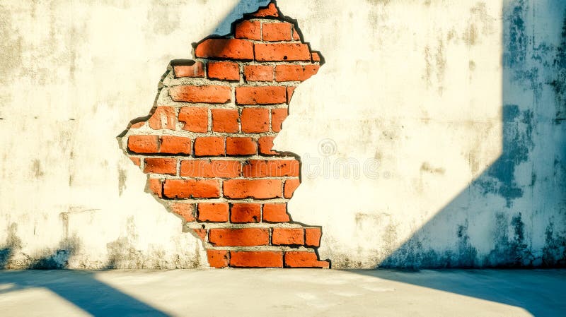 Crumbling Brick Wall Revealing Underlying Structure with Dramatic ...