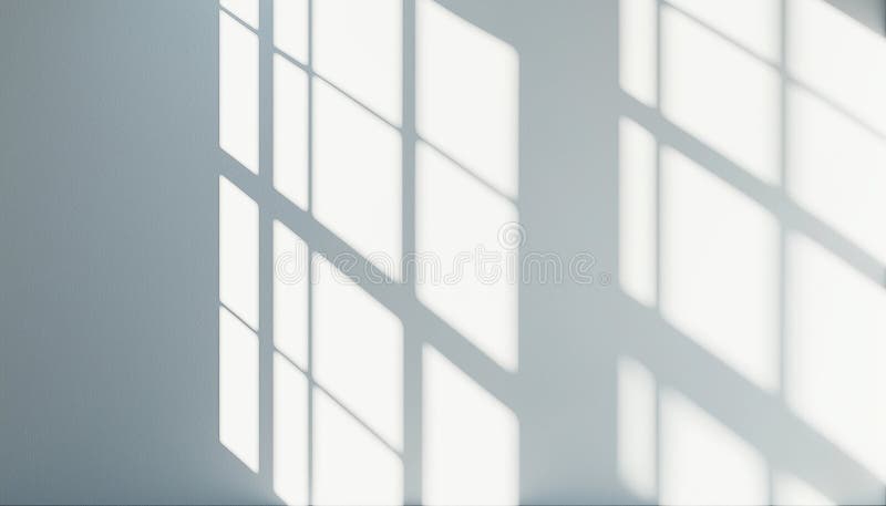 Sunlight Casting Geometric Window Shadows on White Wall Stock Photo ...