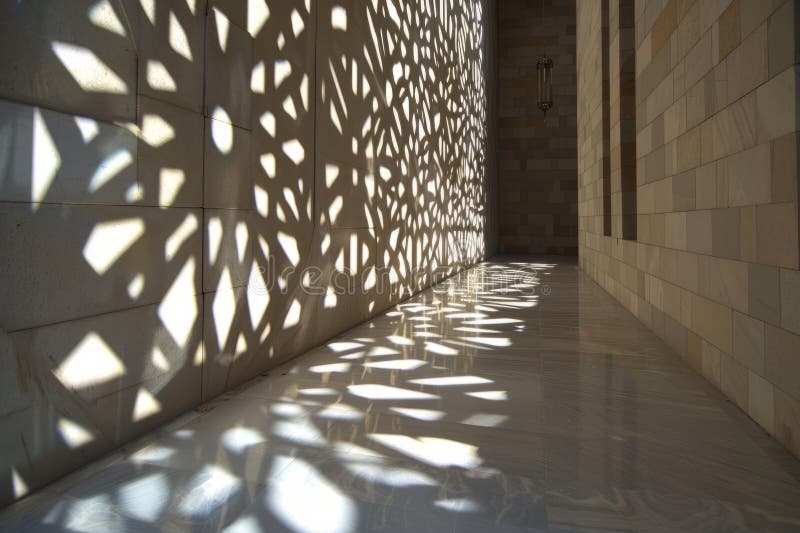 Sunlight Casting Intricate Geometric Patterns on a Modern Architectural ...