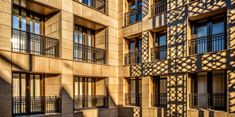 Sunlight Casting Intricate Shadows on a Building Generative by AI Stock ...