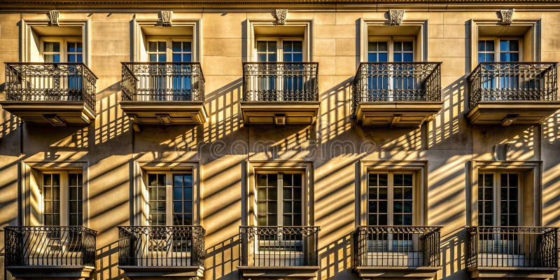Sunlight Casting Intricate Shadows on a Building Generative by AI Stock ...