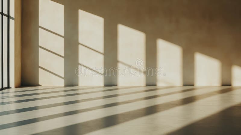 Rectangular Shadows Stretching Across Concrete Floor from Sunlight ...