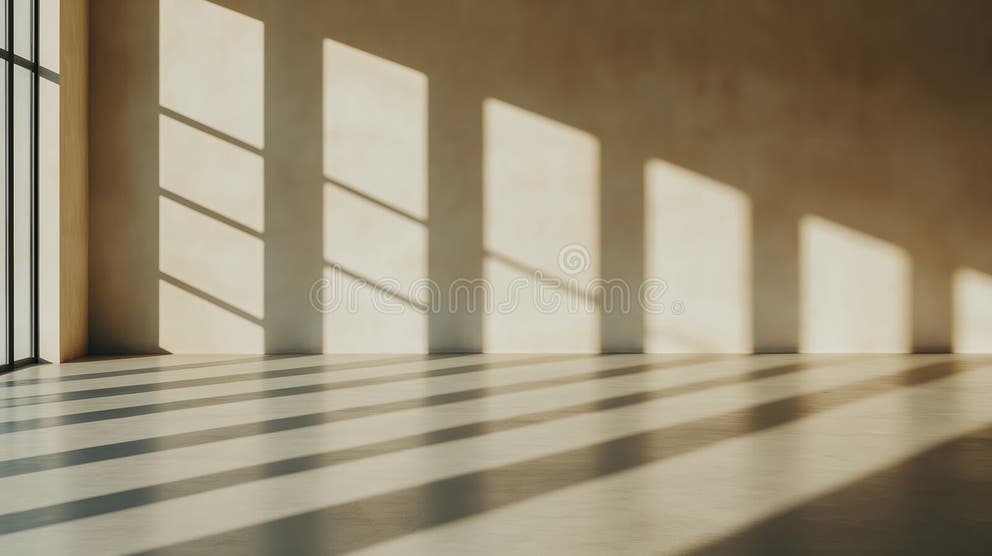 Rectangular Shadows Stretching Across Concrete Floor from Sunlight ...