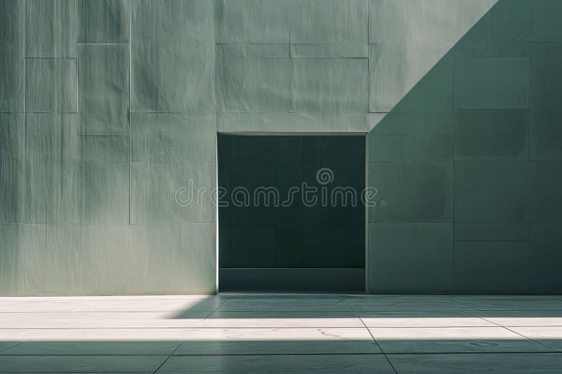 Sunlight Casting Shadow on a Textured Wall with Recessed Doorway. 3D ...