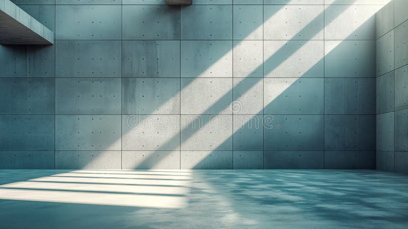 Sunlight Casting Shadows Across Concrete Wall in Modern Museum Interior ...