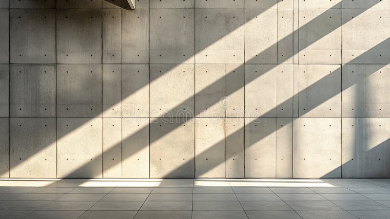 Sunlight Casting Shadows Across Concrete Wall in Modern Museum Interior ...
