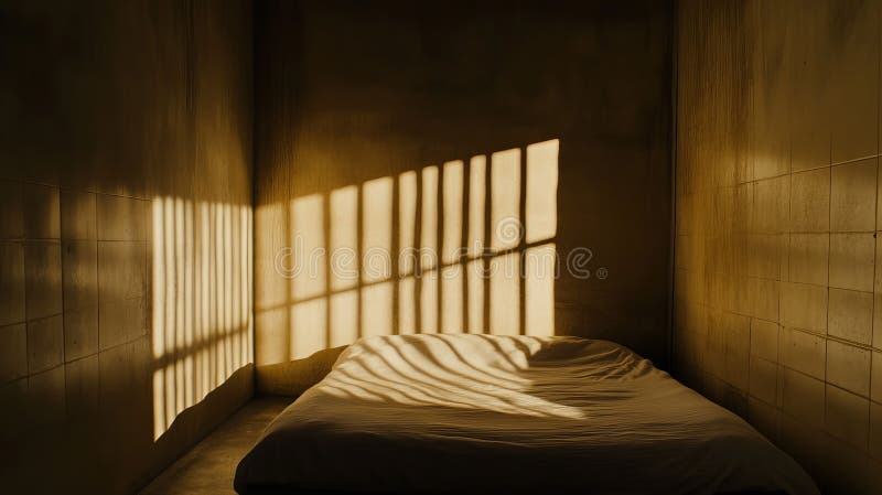 Sunlight Casting Shadows on a Simple Bed in a Minimalist Room with ...