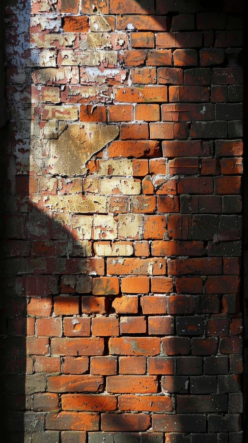 Sunlight Casting Shadows on a Textured Brick Wall Stock Photo - Image ...