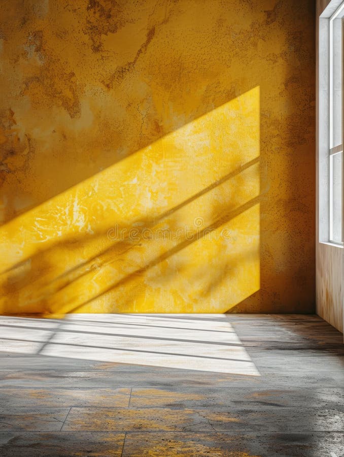 Sunlight Casting Shadows Yellow Textured Wall Modern Interior Stock ...
