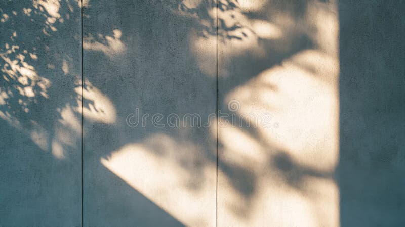 Sunlight Casting Tree Shadows on a Concrete Wall Stock Illustration ...