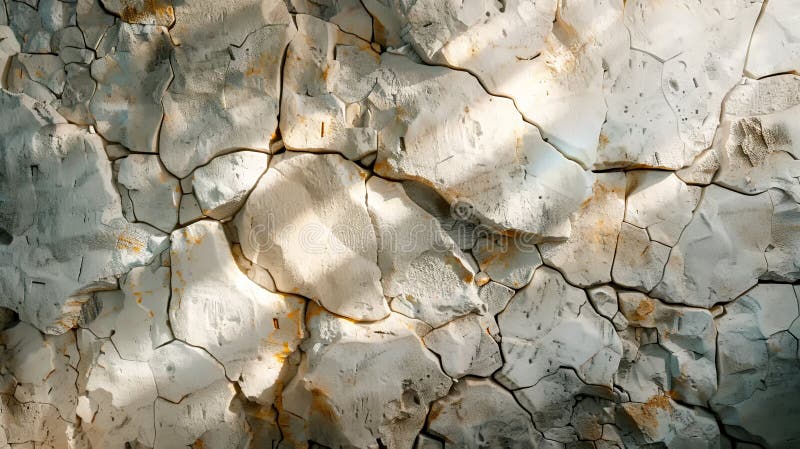 Sunlight Casts Delicate Shadows on a Textured Surface of Cracked Earth ...