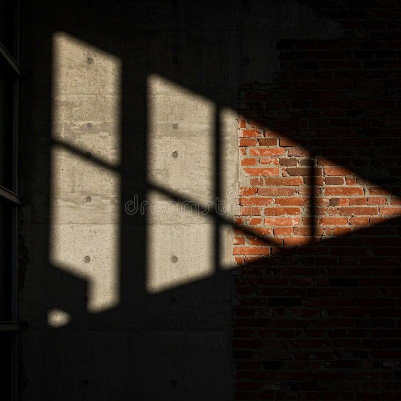 Sunlight Casts Geometric Shadows on a Wall, Divided into Two Textures ...