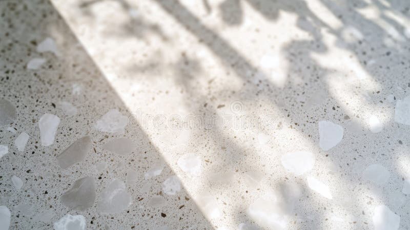 Sunlight Casts Shadows on Textured Terrazzo Surface Creating Playful ...
