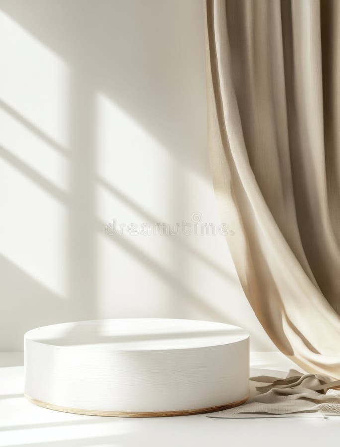 Sunlight Casts Soft Shadows on a Minimalist Space with a Round White ...