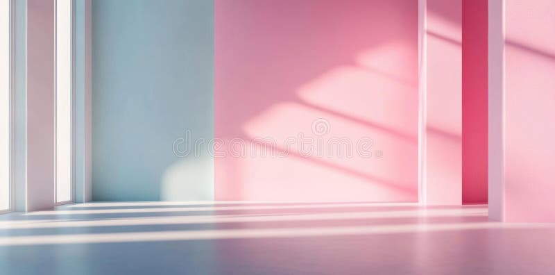 Sunlight Casts Soft Shadows in Modern Minimalist Room Interior Design Stock Illustration ...