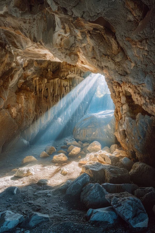 Sunlight in cave stock image. Image of drama, light - 383622603