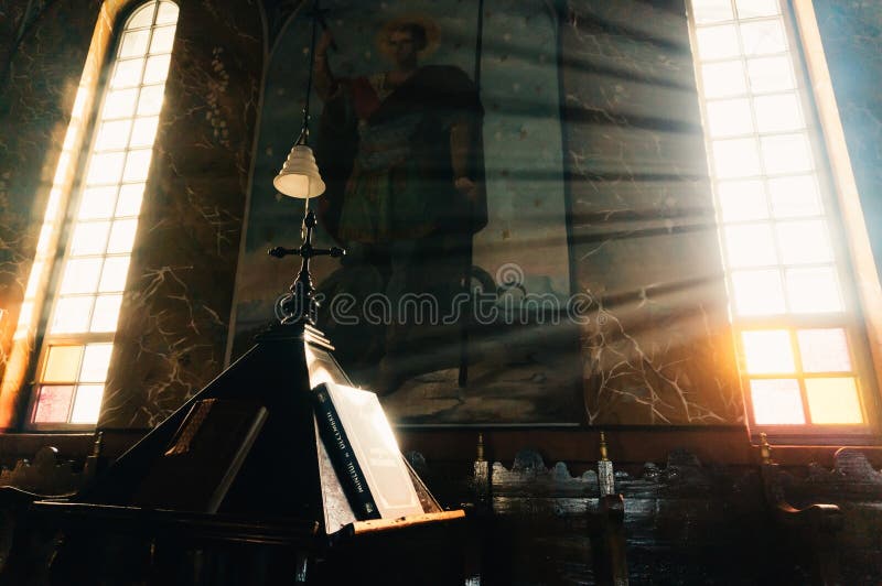 Sunlight on church altar stock photo. Image of interior - 60594770
