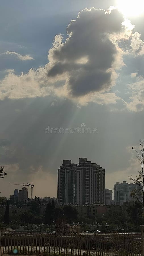 Sunlight Cityscape Clouds Building Landscape Background Stock Image ...