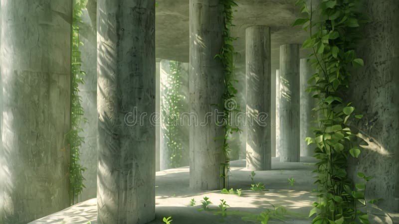 Sunlight through Concrete Columns in a Reclaimed Structure, Incorporate ...