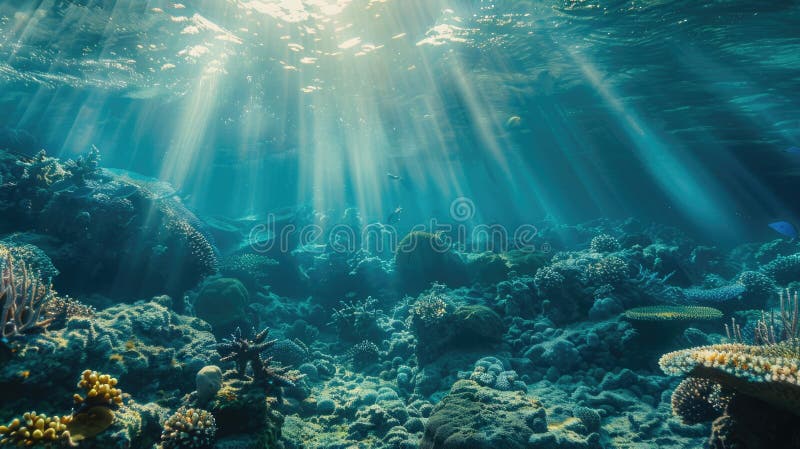 Sunlight on Coral Reef stock photo. Image of reef, seaweed - 376523404