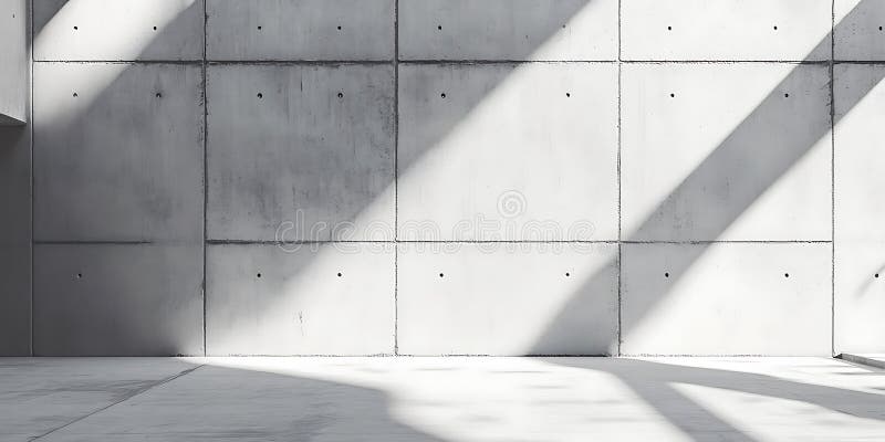 Sunlight Creates Bold Shadows on a Modern Concrete Wall in a Minimalist ...