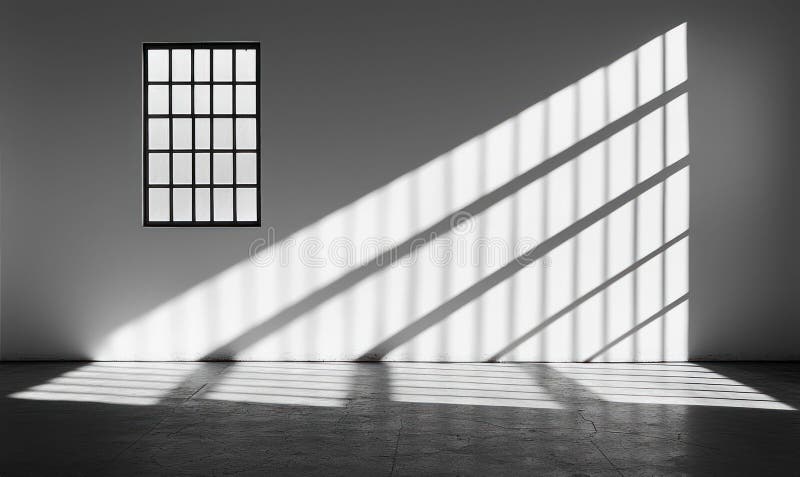 Sunlight Creates Dramatic Shadows through a Window, Enhancing the Room ...