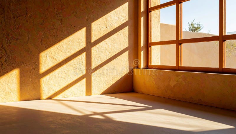Sunlight Creating Geometric Window Shadows Across Minimalist Modern ...