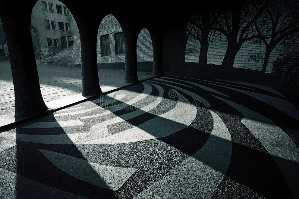 Sunlight Creating Shadows and Stripes on the Floor of a Passage Stock ...