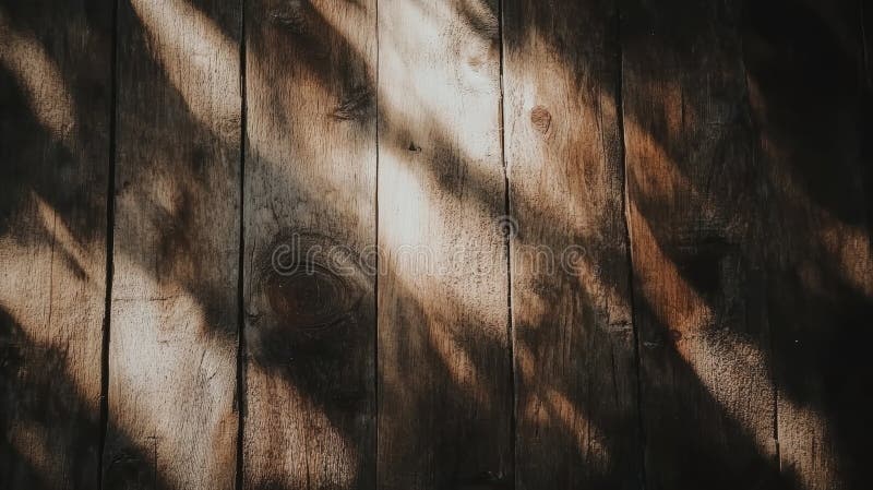 Sunlight Dappled Wooden Wall, Rustic Texture with Abstract Tree Shadows ...