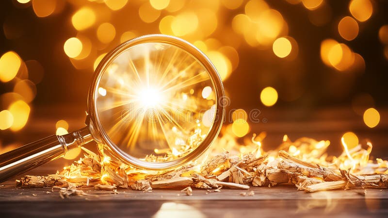 Sunlight is Directed through a Magnifying Glass, Igniting Kindling and ...