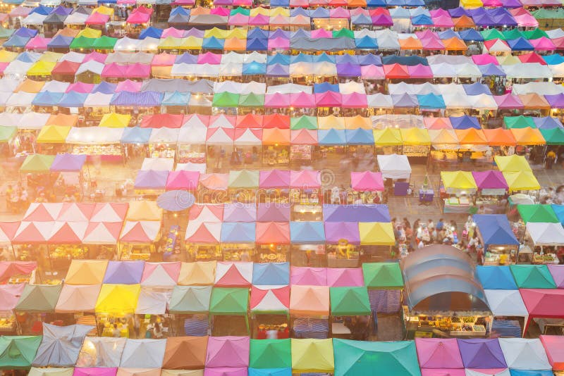 Sunlight Effect Top View Weekend Flea Market Stock Photo - Image of ...