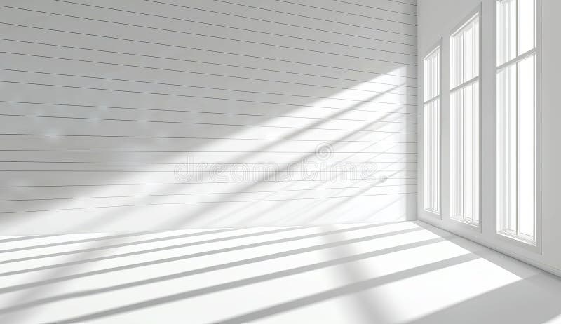 Sunlight on Empty White Wall 3d Morning Interior Background of Blank ...