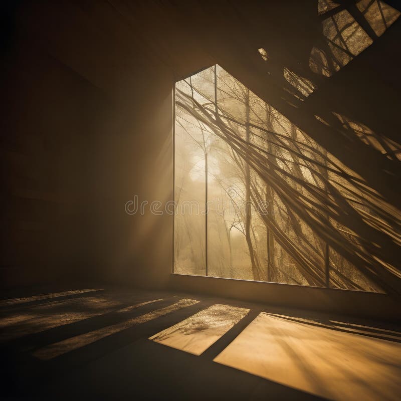 Sunlight Entering through the Window in a Dark Room with Wooden Floor ...