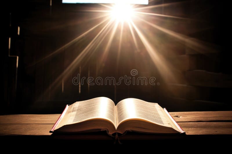 Sunlight Falling on an Open Bible Stock Image - Image of generative ...