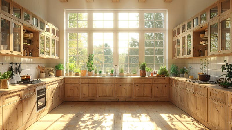 Sunlight Filled Kitchen stock illustration. Illustration of house ...