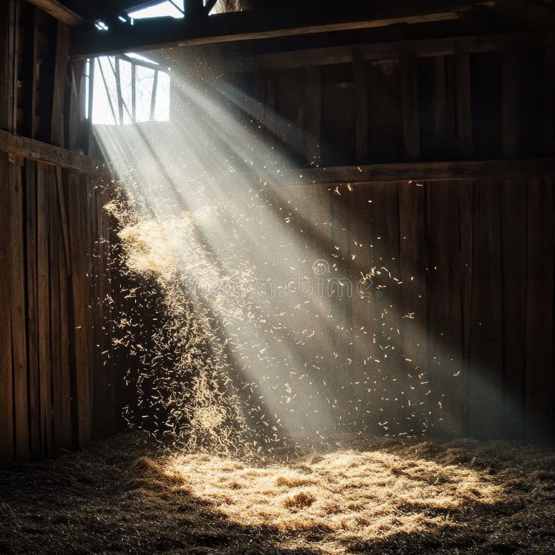 Sunlight Filtering through Barn Dust Particles Creating Ethereal ...