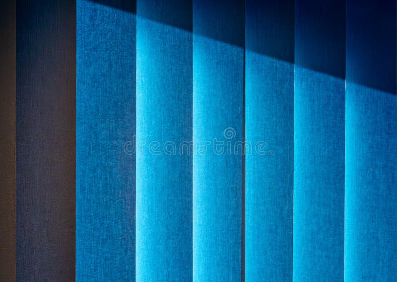 Sunlight Filtering through Blue Vertical Blinds Creating a Gradient ...